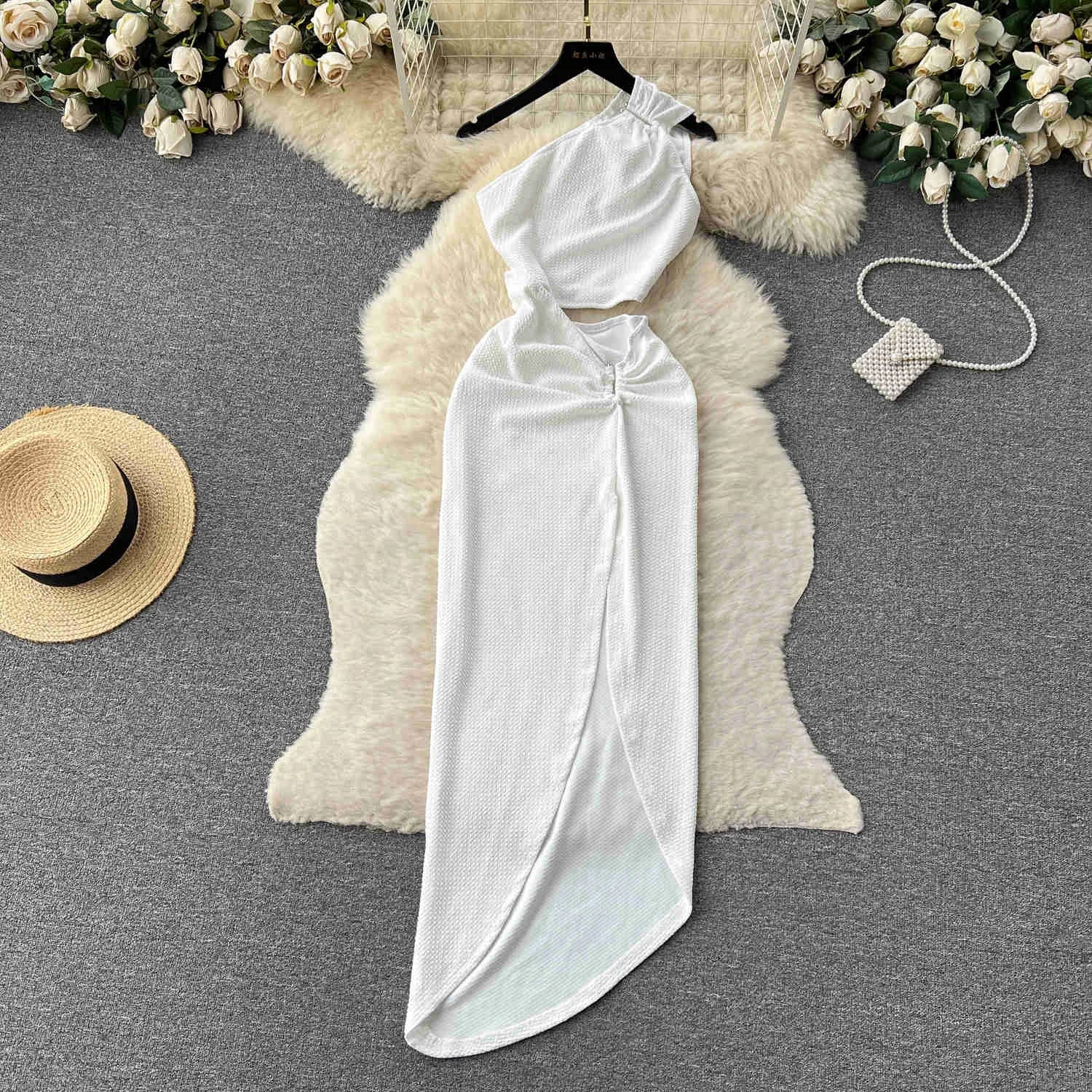 Satin Halter Neck Backless Maxi Dress on Luulla