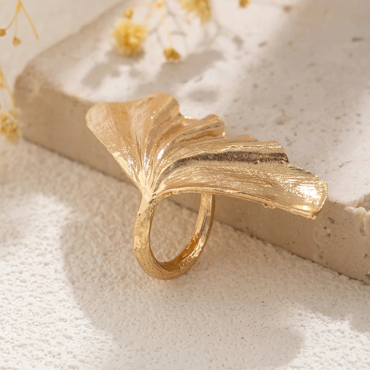Gold And Silver Leaf Adjustable Statement Rings on Luulla